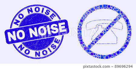 Blue Grunge No Noise Stamp and Forbidden Phone... - Stock Illustration ...
