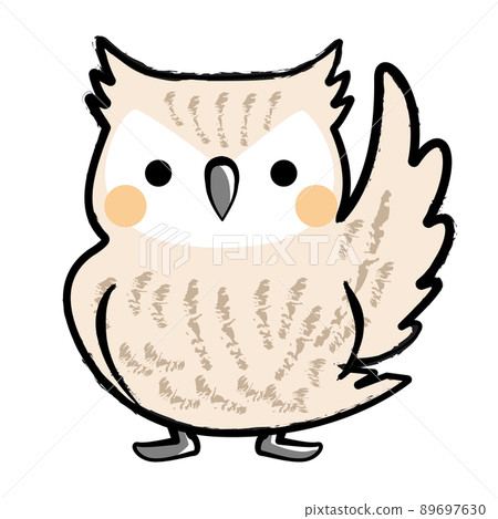 Illustration material of an owl raising one hand - Stock Illustration ...