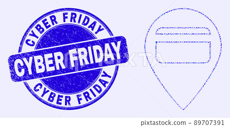 Blue Grunge Cyber Friday Seal and Bank Card... - Stock Illustration ...