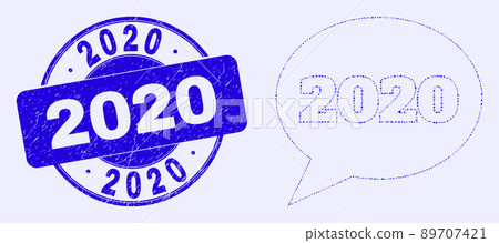 Blue Scratched 2020 Stamp and 2020 Message... - Stock Illustration ...