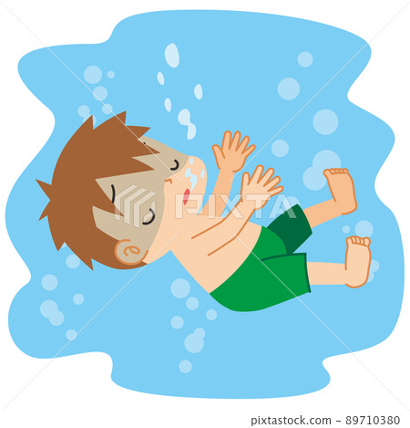 Illustration of a cute boy drowning and sinking... - Stock Illustration ...