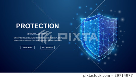 Shield 3d low poly symbol with connected dots... - Stock Illustration [89714977] - PIXTA