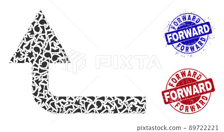 Turn Forward Mosaic of Spalls with Forward... - Stock Illustration ...
