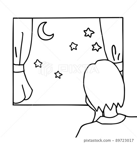 Illustration of a person looking at the starry... - Stock Illustration ...