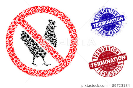 No Chicken Mosaic of Shatters with Termination... - Stock Illustration ...