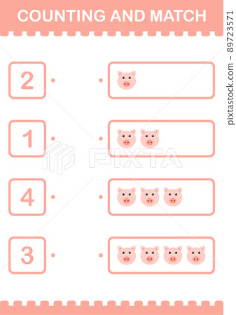Counting and match Pig face. Worksheet for kids - Stock Illustration ...