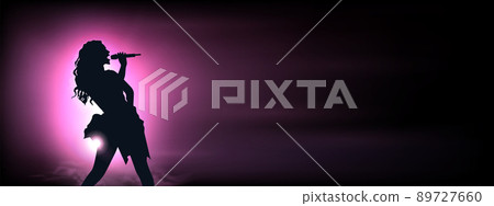 Singer under the glowing multicolor Bright... - Stock Illustration ...