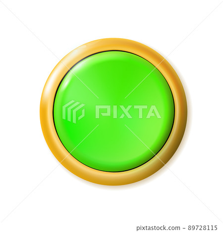 Realistic matte green button. Metal circle Ui... - Stock Illustration ...