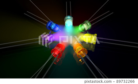 An image of 7-color LEDs lined up in a circle... - Stock Illustration ...
