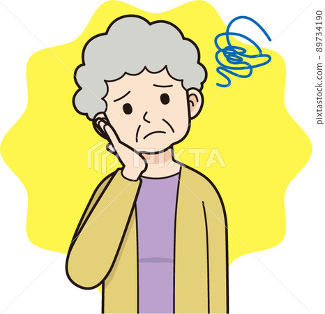 Troublesome senior woman_line drawing - Stock Illustration [89734190 ...
