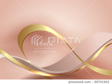 Abstract 3d gold curved ribbon on rose gold... - Stock Illustration ...