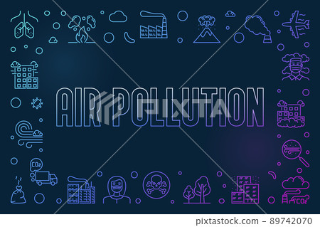 Air Pollution colored horizontal Frame - vector... - Stock Illustration ...