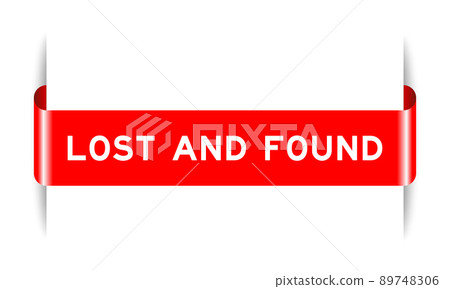 Red color inserted label banner with word lost... - Stock Illustration ...