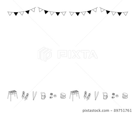 BBQ motif line illustration frame - Stock Illustration [89751761] - PIXTA