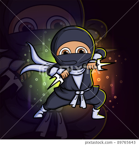 The ninja is attacking with the trident esport... - Stock Illustration ...