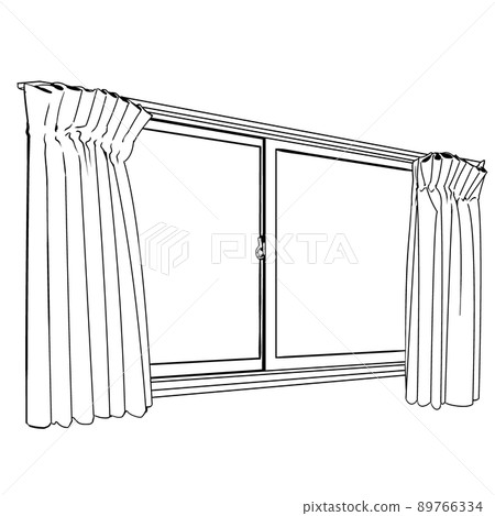 Window illustration line drawing black and white - Stock Illustration ...