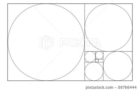 Golden ratio template. Circles in squares in... - Stock Illustration ...