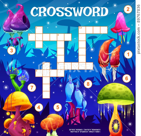 Magic alien mushrooms crossword grid worksheet.... - Stock Illustration ...