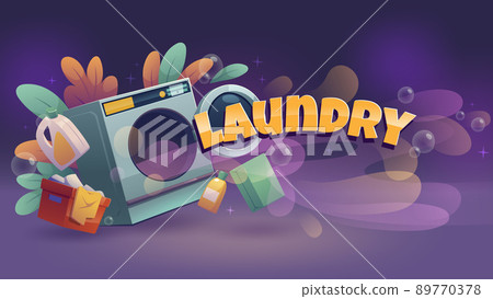 Laundry service posters with washing machine - Stock Illustration ...