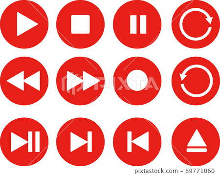 Video audio button icon set red - Stock Illustration [89771060] - PIXTA