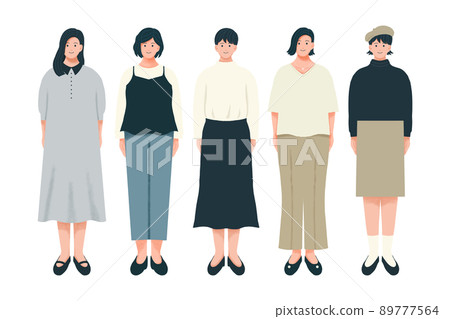 Various female vector full body illustration set - Stock Illustration ...