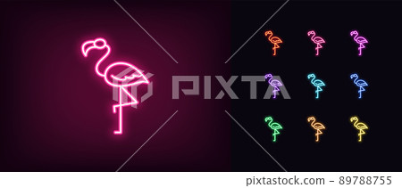 Outline neon flamingo icon. Glowing neon... - Stock Illustration ...