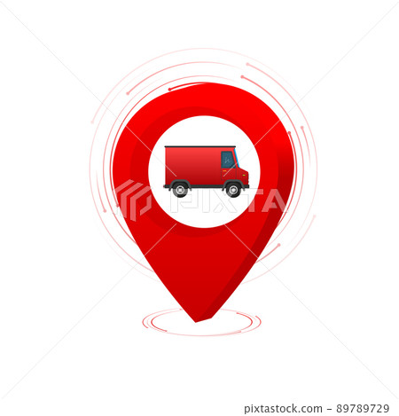 Courier service delivery. location pin vector...-插圖素材 [89789729] - PIXTA圖庫