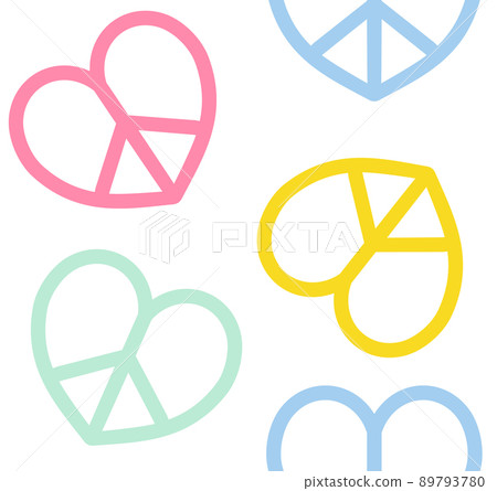 Vector seamless pattern of flat heart peace sign - Stock Illustration ...