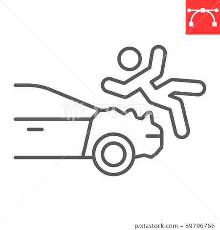 Pedestrian hit by car line icon, insurance and... - Stock Illustration ...