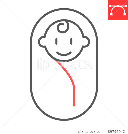 Baby line icon, newborn and face, happy baby... - Stock Illustration ...
