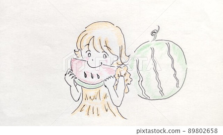 Person eating watermelon - Stock Illustration [89802658] - PIXTA