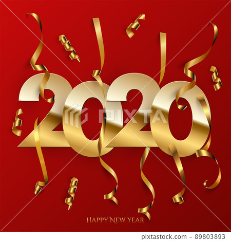 2020 New Year poster template. Vector golden... - Stock Illustration ...