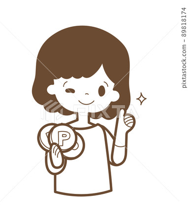 A smiling woman who got points - Stock Illustration [89818174] - PIXTA