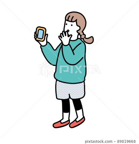 Simple illustration of a child using a smartphone - Stock Illustration ...