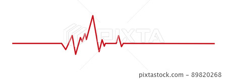 Heart pulse - curved red line on a white... - Stock Illustration ...