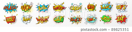Pop art comic speech bubbles, book sound effects - Stock Illustration [89825351] - PIXTA