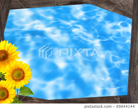 Wave and sunflower frame - Stock Illustration [89844144] - PIXTA