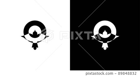 Simple and attractive letter O initial bird... - Stock Illustration ...