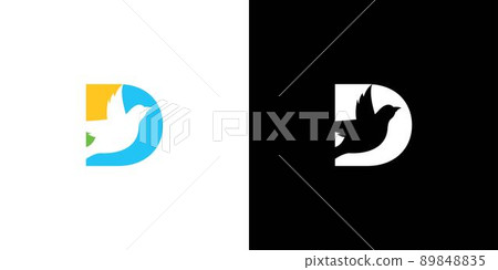 Simple and attractive letter D initial bird... - Stock Illustration ...