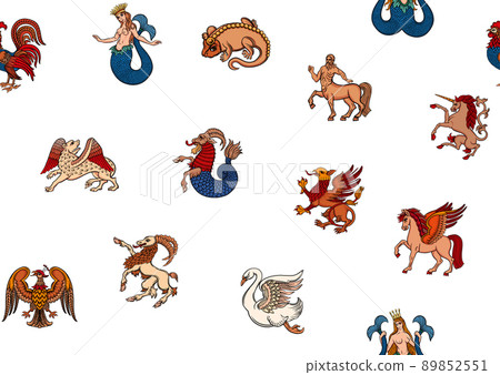 Heraldic mythical animals and creatures. - Stock Illustration [89852551 ...