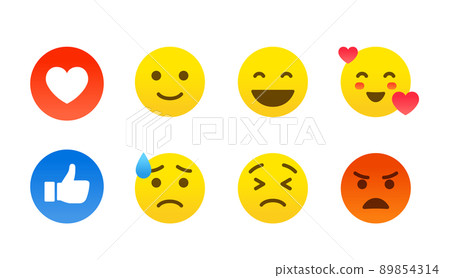 Smiley set with various facial expressions Emoji - Stock Illustration ...