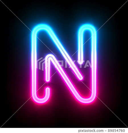 Blue pink glowing neon tube font Letter N 3D - Stock Illustration ...