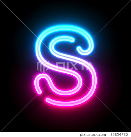 Blue pink glowing neon tube font Letter S 3D - Stock Illustration ...