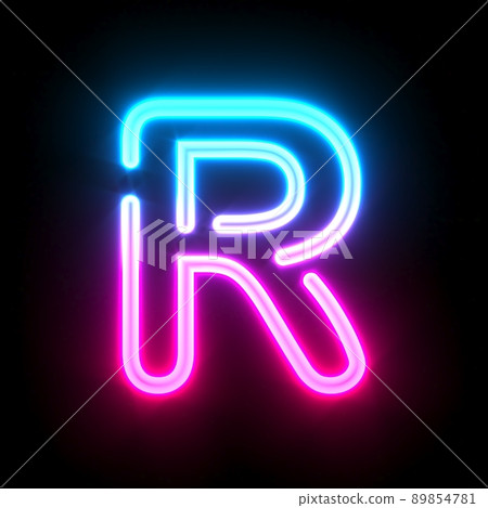 Blue pink glowing neon tube font Letter R 3D - Stock Illustration ...