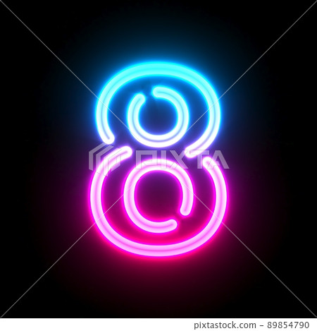 Blue pink glowing neon tube font Number 8 EIGHT 3D - Stock Illustration ...