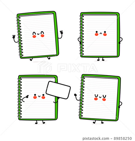 Funny cute happy note pad characters bundle... - Stock Illustration ...