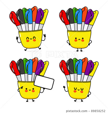 Funny cute happy scissors characters bundle... - Stock Illustration ...
