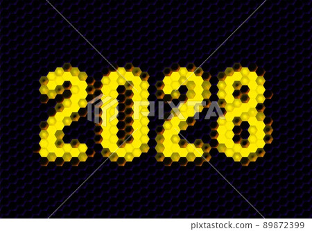 Sign of the 2028 year with hex pixel grid. New... - Stock Illustration ...