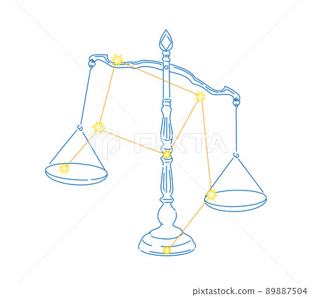 Libra line drawing and star arrangement, Greek... - Stock Illustration ...