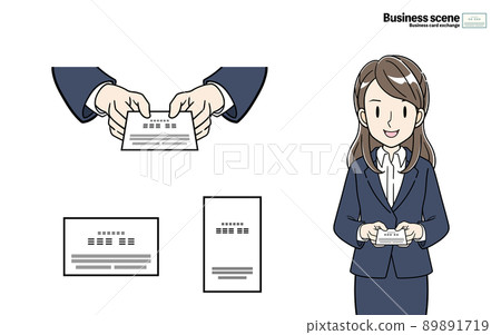 Business card exchange illustration set for... - Stock Illustration ...